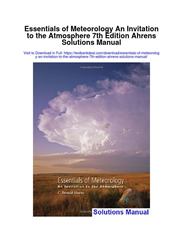 Essentials Of Meteorology An Invitation To The Atmosphere 7th Edition Ahrens Solutions Manual Pdf
