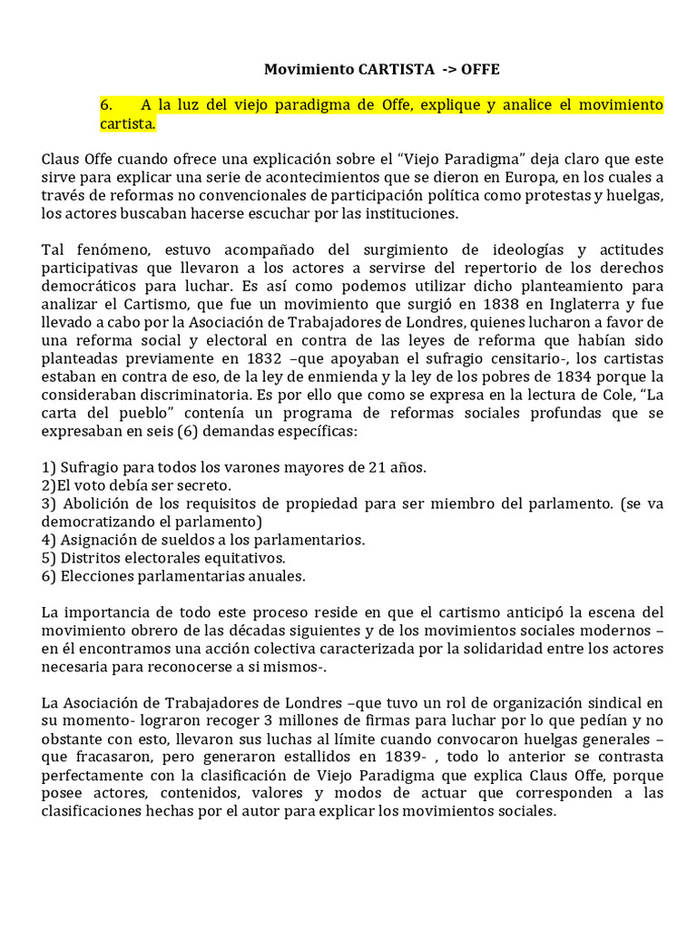Movimiento CARTISTA | PDF | Democracia | Ideologías políticas