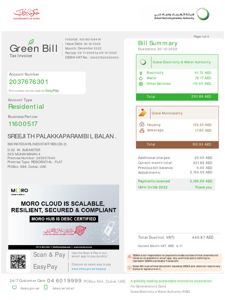 Green Bill: 2037676301 Residential 11600517 | PDF
