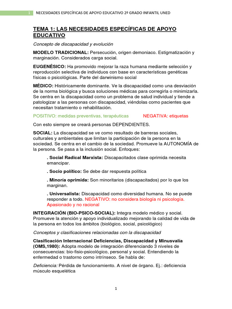 Tema 1 Neae | PDF | Invalidez | Educación especial Tema 1 Neae | PDF | Invalidez | Educación especial