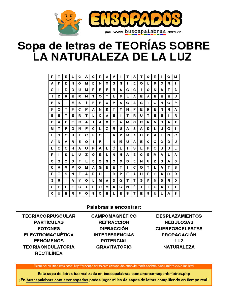 sopa-de-letras-de-teorías-sobre-la-naturaleza-de-la-luz | PDF | Ligero ...