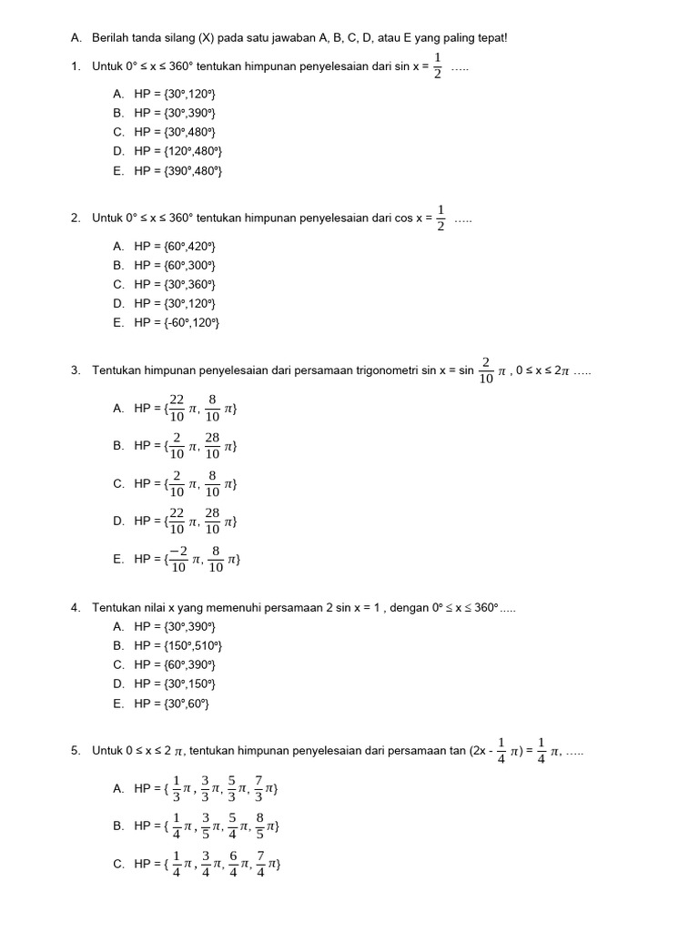 Kumpulan Soal Identitas Dan Persamaan TR | PDF