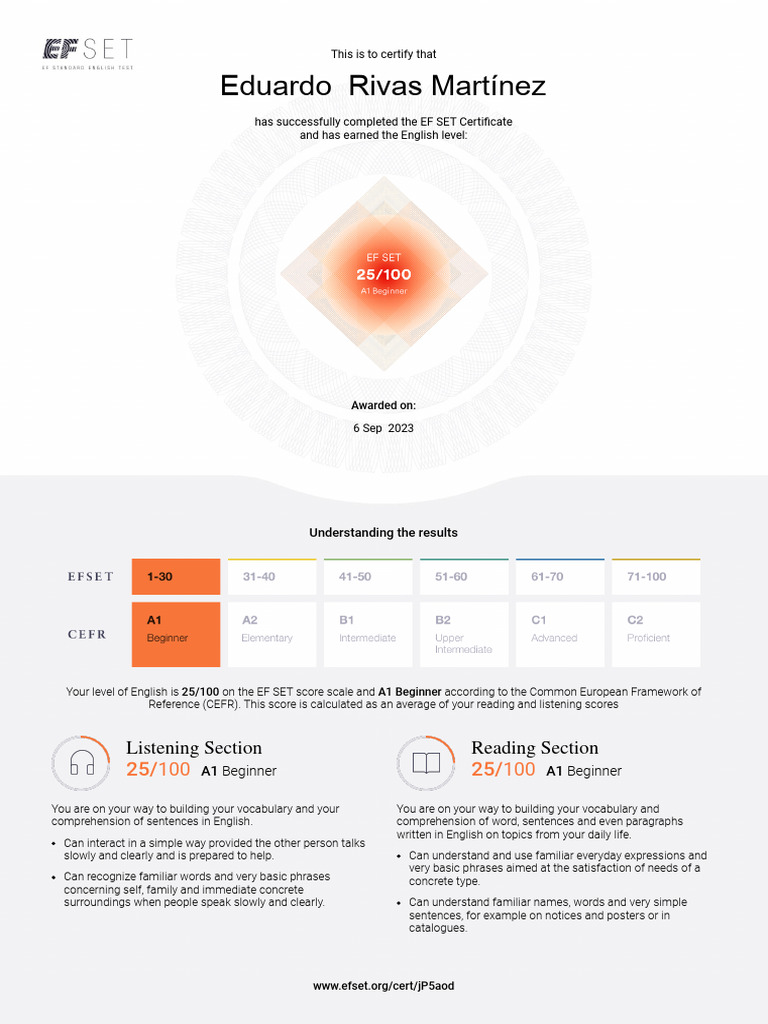 EF SET Certificate | PDF