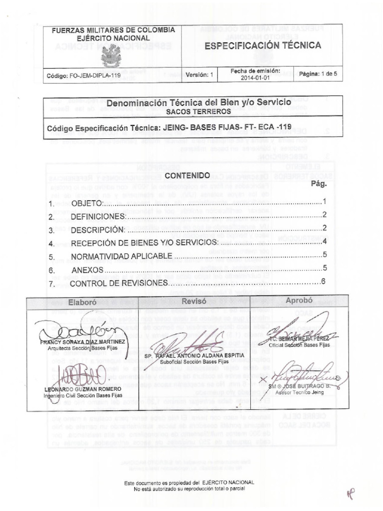 Ficha Tecnica Sacos Terreros | PDF