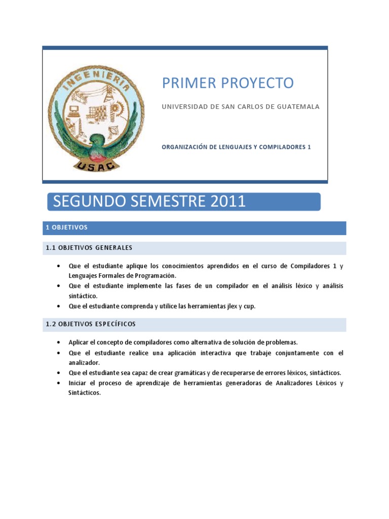 Proyecto 1 Compiladores 1 B | PDF | Compilador | Archivo de computadora
