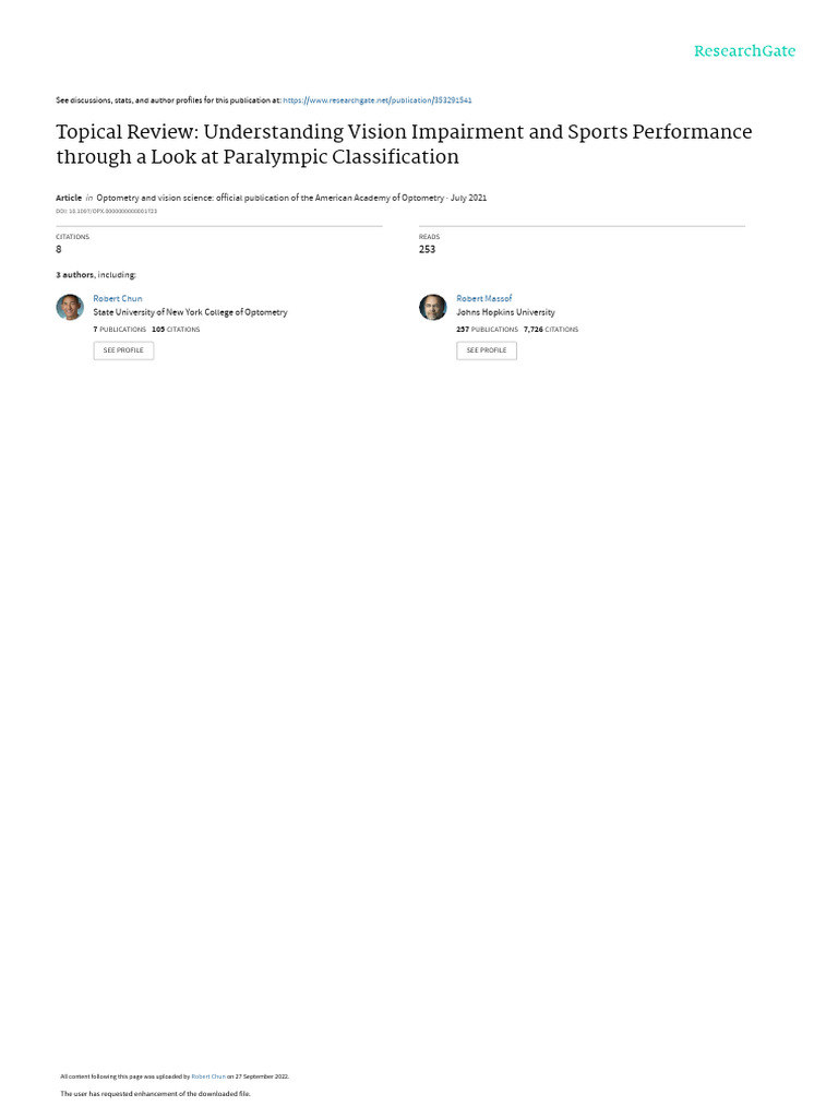 Topical Review Understanding Vision Impairment and Sports Performance ...
