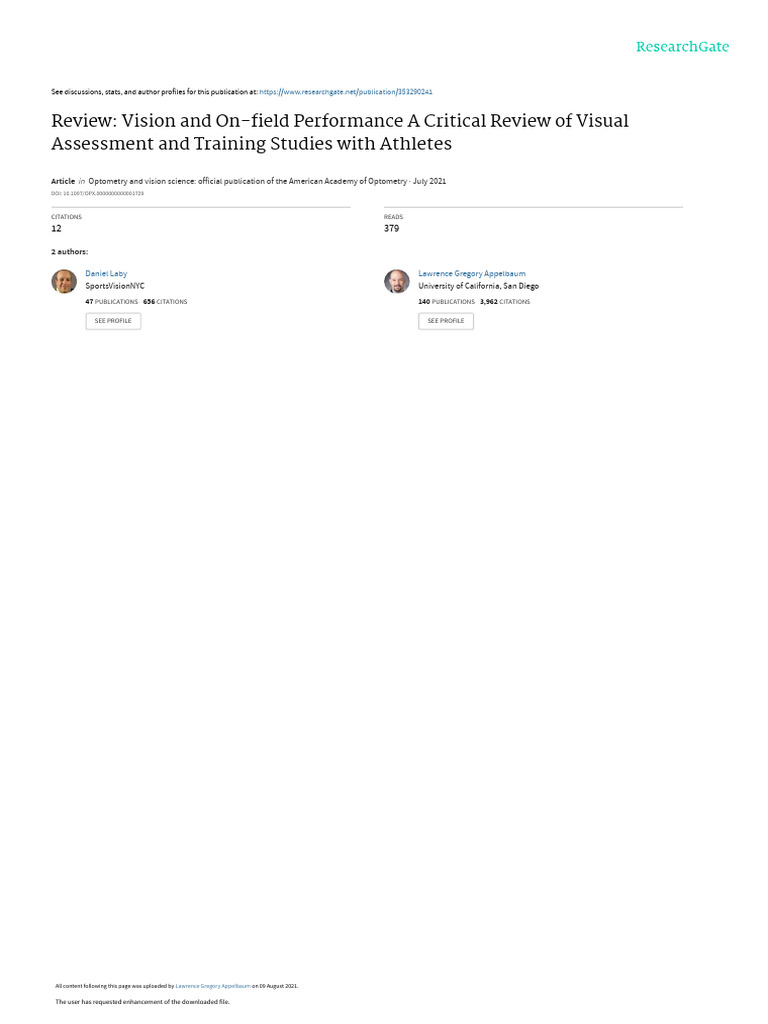 Review Vision and On-Field Performance A Critical Review of Visual ...