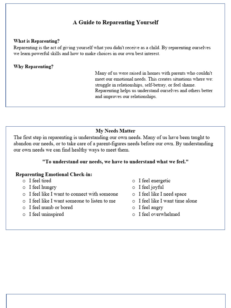 A Guide To Reparenting Yourself | Download Free PDF | Cognition | Behavioural Sciences