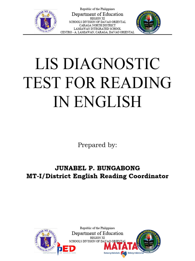 Diagnostic Test For Reading in English | PDF