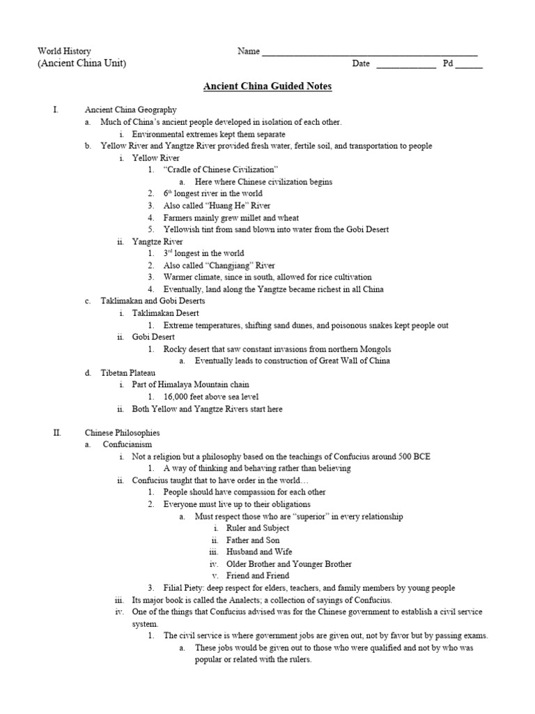 Ancient China Study Guide | PDF | Confucianism | China