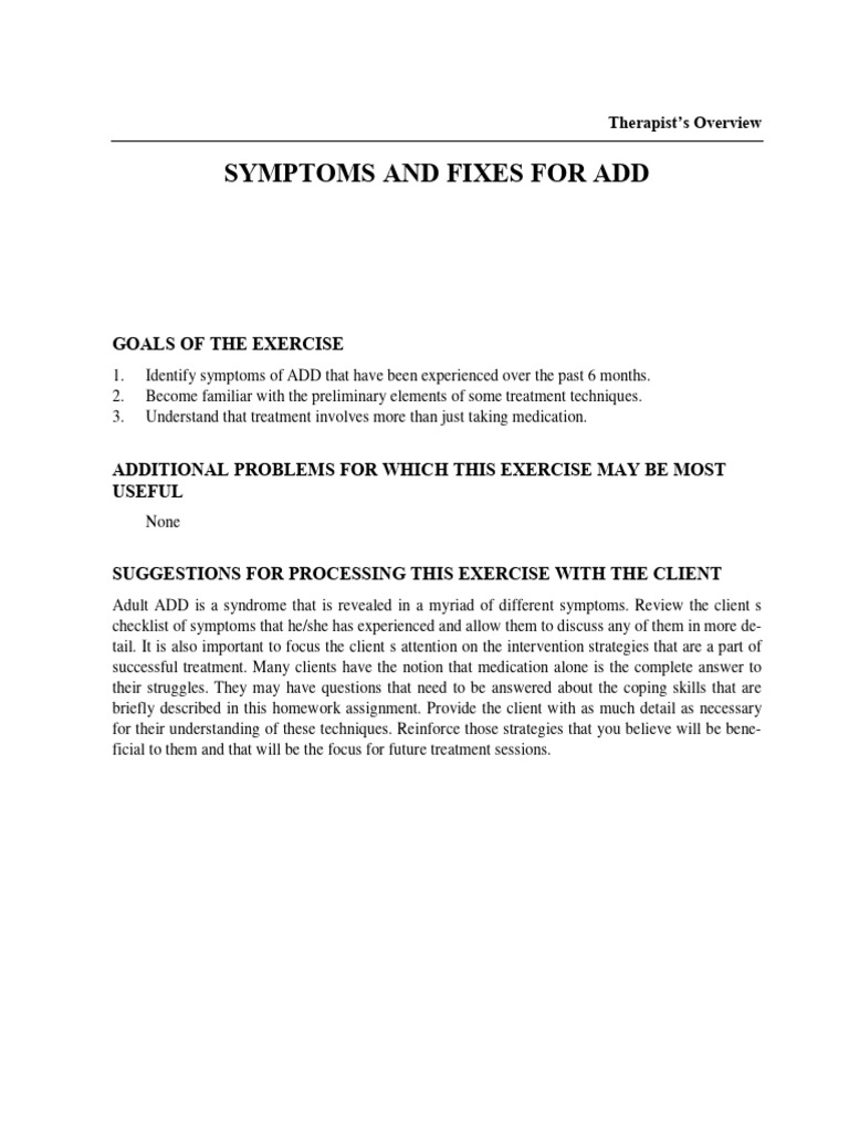 ADD Symptoms and Coping Strategies Guide | PDF | Attention Deficit ...