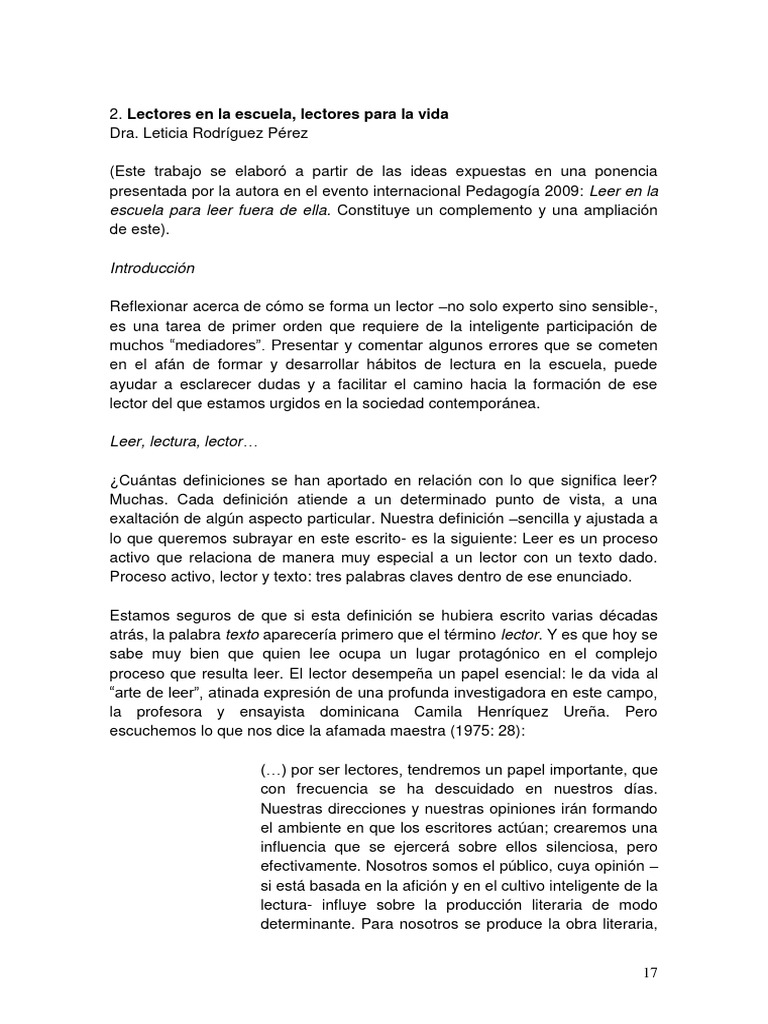 Formación de lectores urgidos hoy | PDF