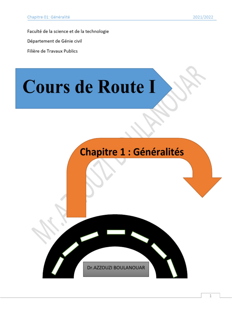 Cours Route 01 Chapitre 01 Généralités | PDF