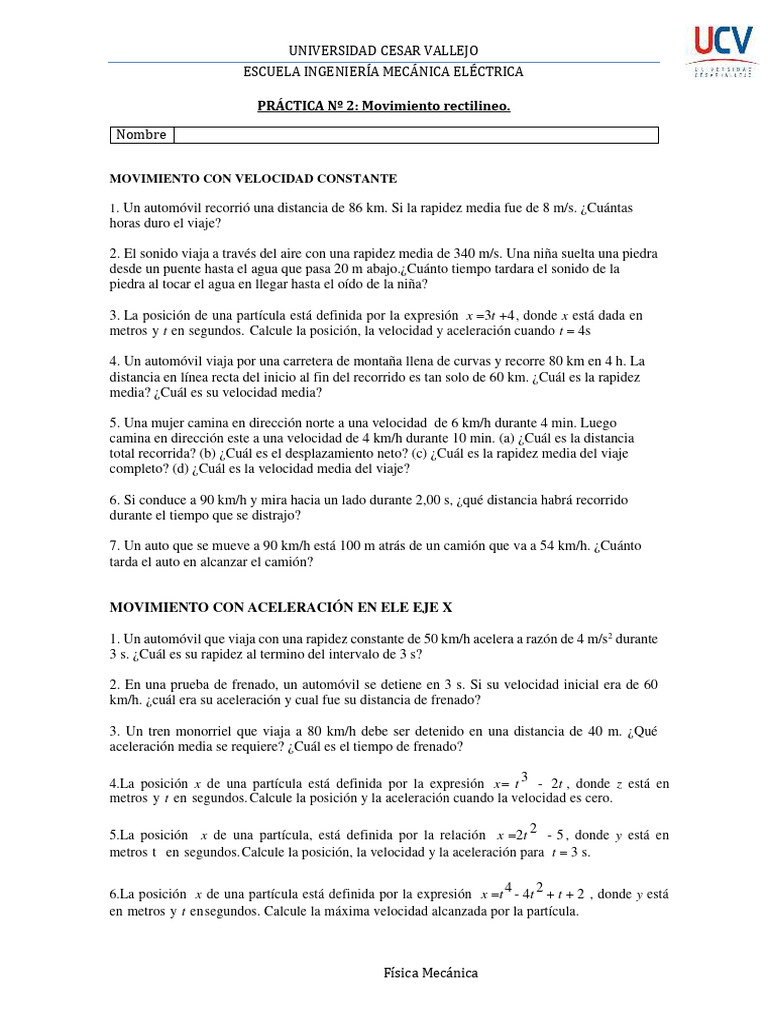 Practica No 2 | PDF | Velocidad | Aceleración