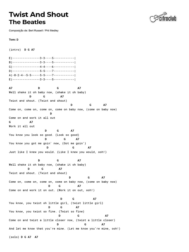 Cifra Club - The Beatles - Twist and Shout | PDF | Song Recordings ...