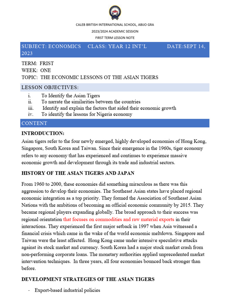 Cbis Yr 12 Economics E - Note 20203 | PDF | Opec | Four Asian Tigers