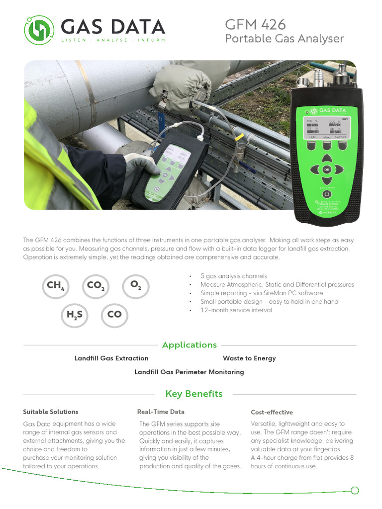 GFM 426 Portable Gas Analyser Overview | PDF | Gases | Pressure Measurement