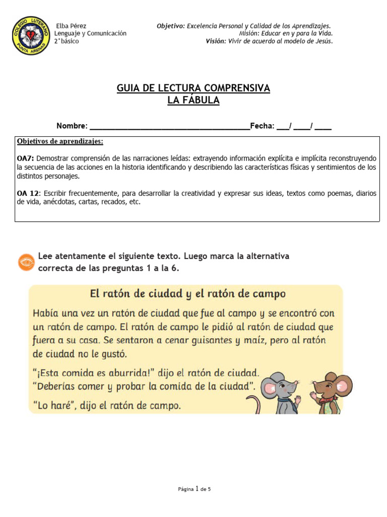 Guia Comprensiva Fabula Pdf Fábula