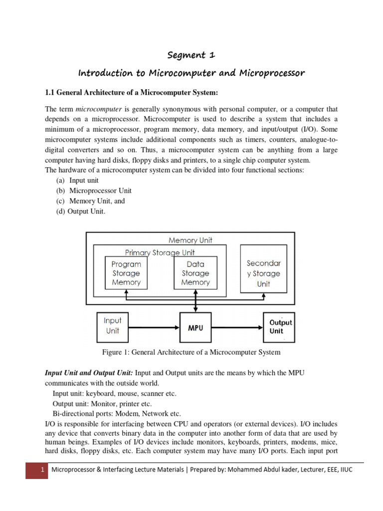 1a Micro Computer and Microprocessor | PDF