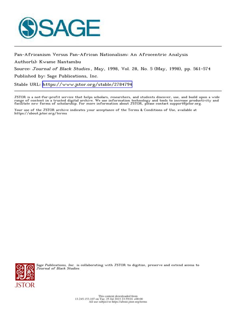 Pan-Africanism Versus Pan-African Nationalism An Afrocentric Analysis ...