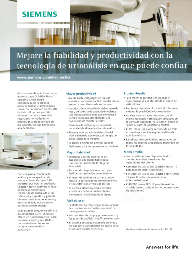 Analizador Clinitek Novus Tiras Orina | PDF