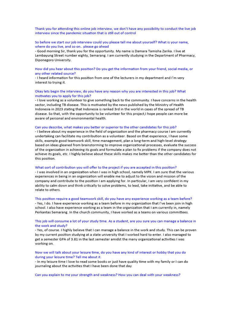 Outline Job Interview | PDF
