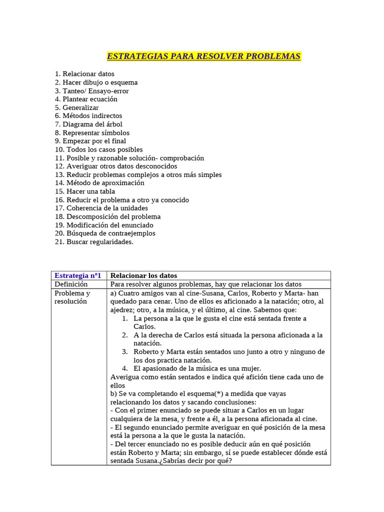 21 Estrategias para Resolver Problemas | PDF | Ecuaciones | Secuencia