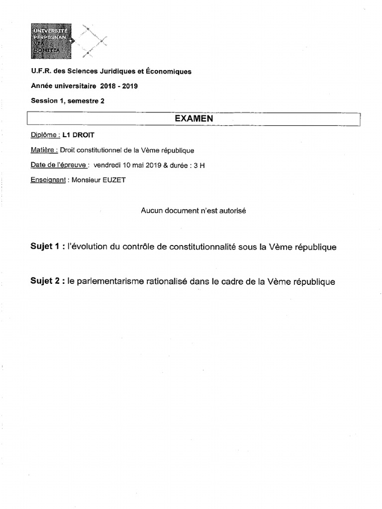 Sujet Droit Université Perp | PDF