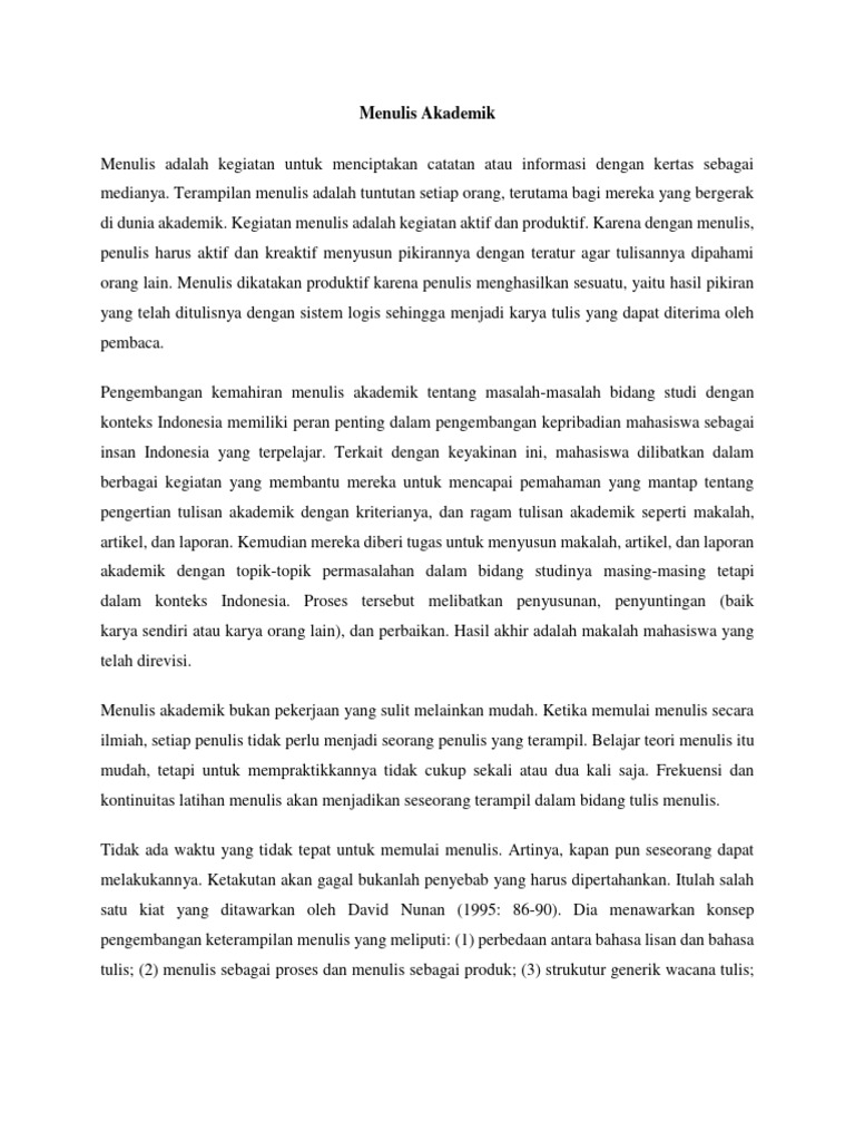 Menulis Akademik | PDF | Seni & Disiplin Bahasa