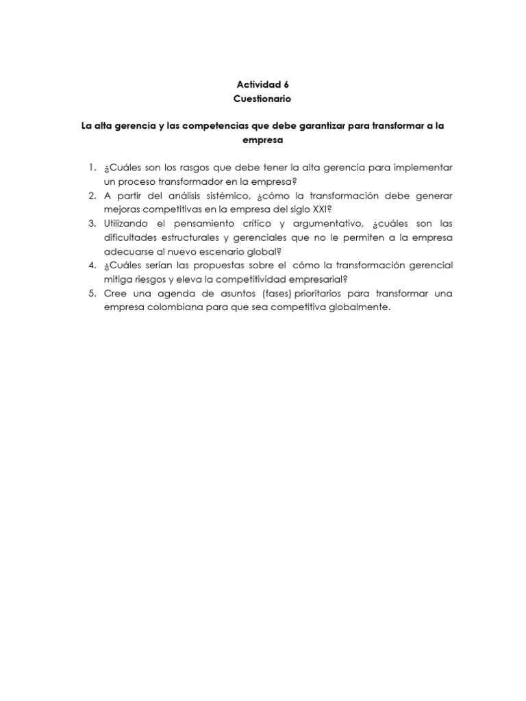 Actividad6 - Cuestionario | PDF | Negocios