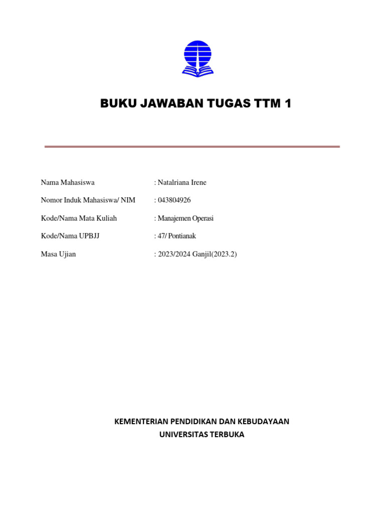 PDF TTM 1 Manajemen Operasional | PDF