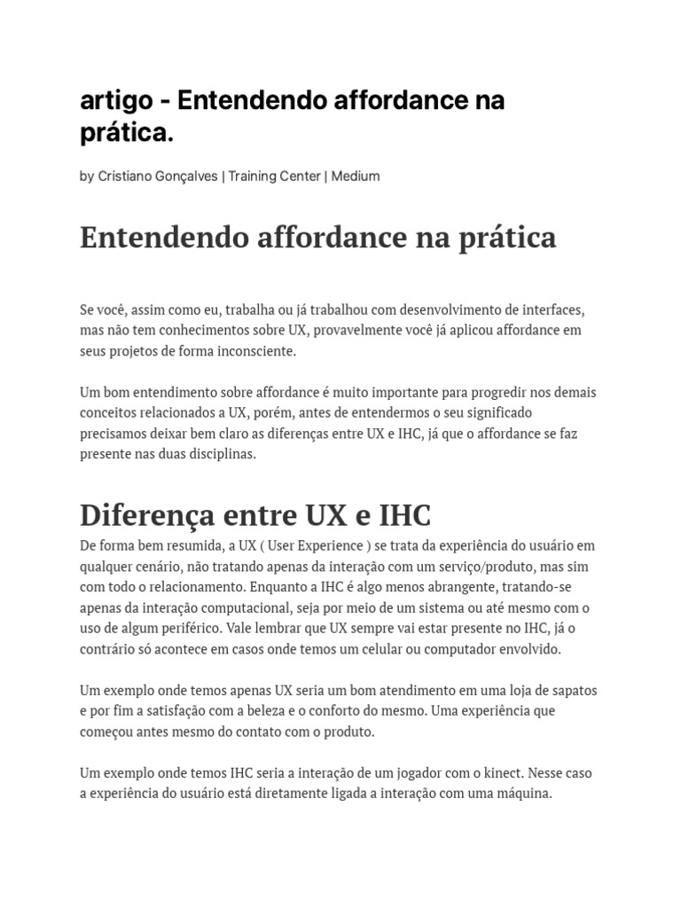 Affordance em Interfaces: Guia Prático | PDF | Experiência de usuário | Usabilidade