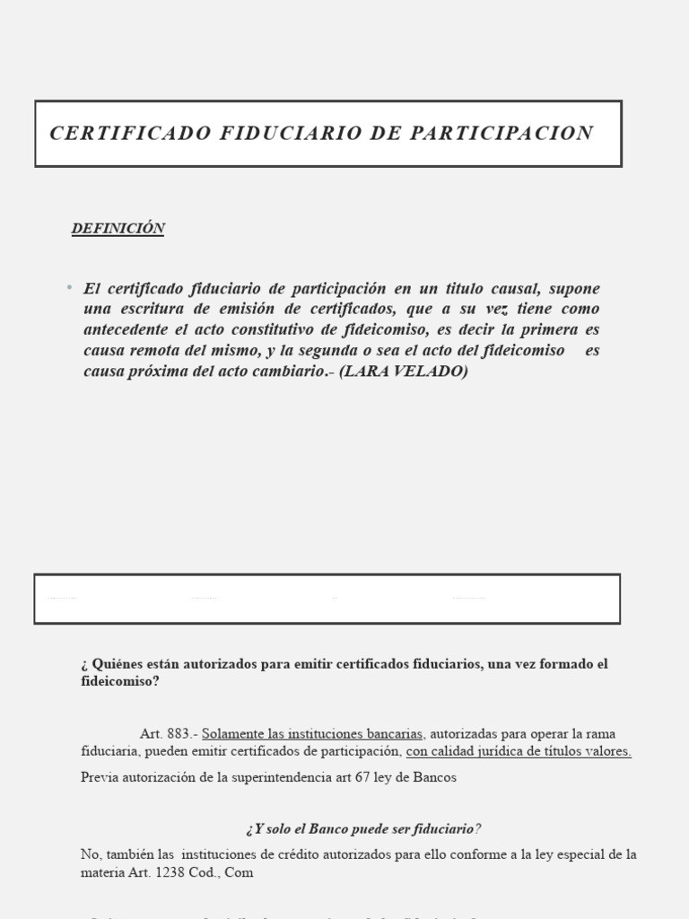 Certificado Fiduciario de Participacion | PDF | Ley de fideicomiso | Bancos