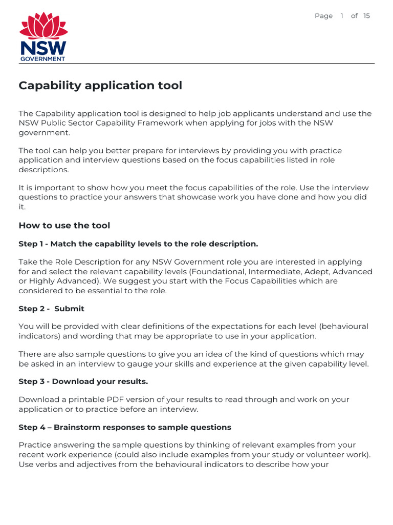 NSW Public Sector Capability Tool Guide | PDF | Governance | Procurement