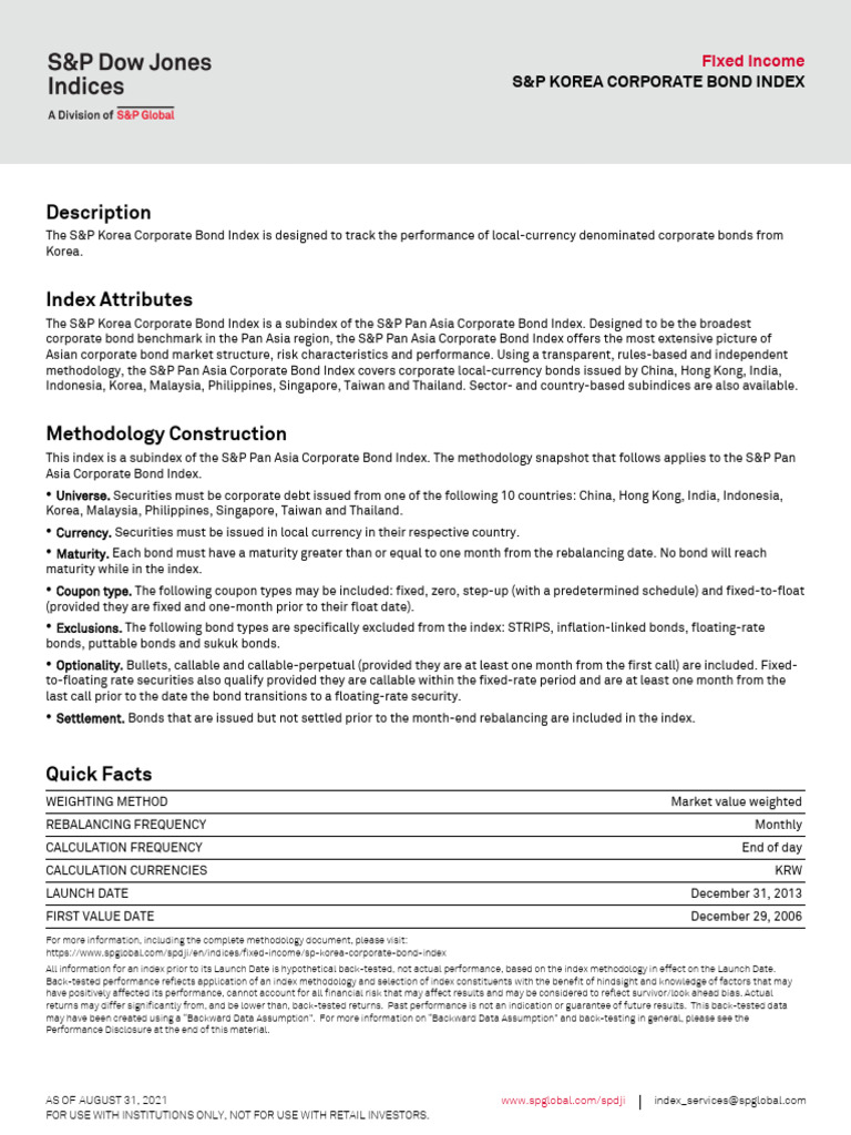 Fs SP Korea Corporate Bond Index | PDF | Stock Market Index | Bonds ...