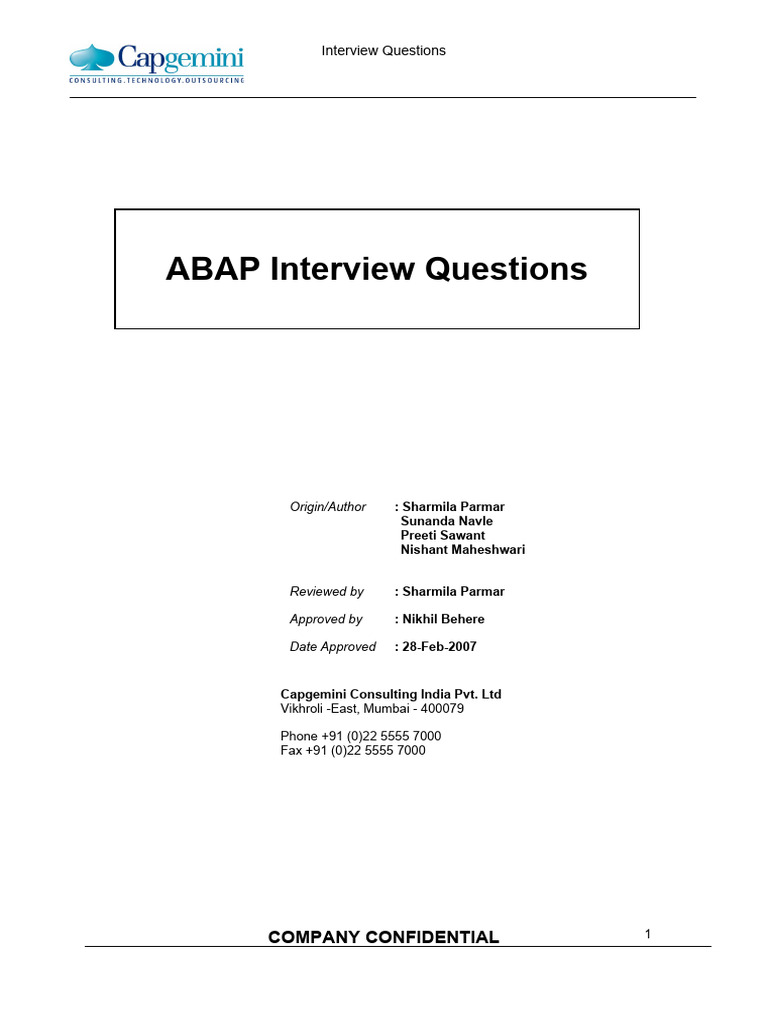 ABAP Interview Questions | PDF | Class (Computer Programming) | Inheritance (Object Oriented ...