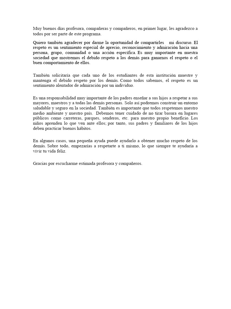 Discurso Respeto | PDF