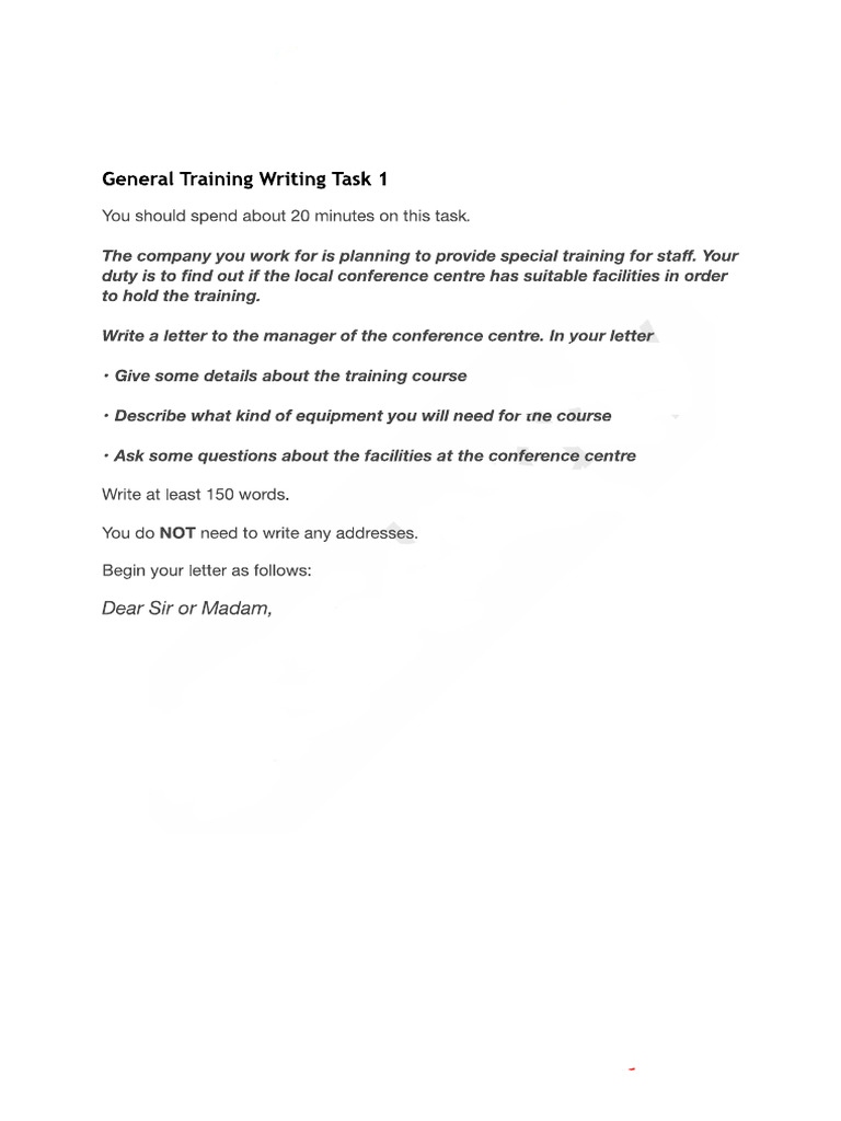 IELTS General Writing Practice Exam | PDF