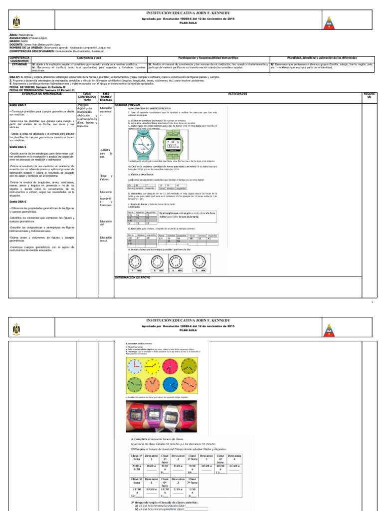 Plan Aula Proceso Lógico 6° | PDF | Geometría | Medición
