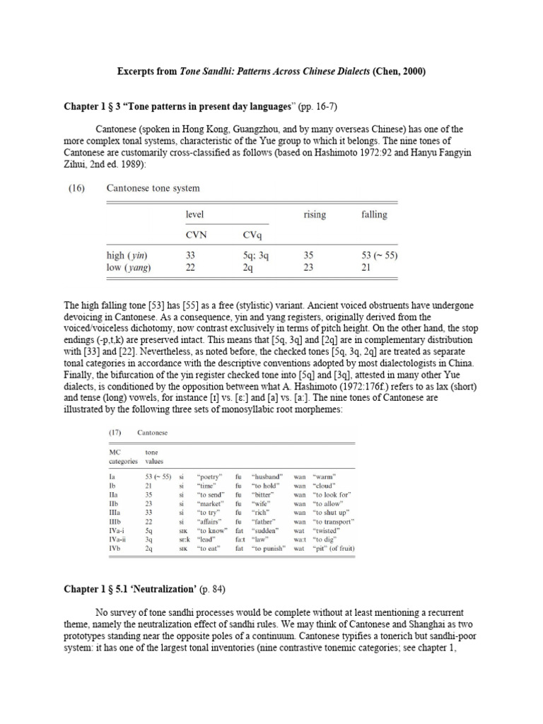 Excerpts From Chen (2000) | PDF | Tone (Linguistics) | Stress (Linguistics)