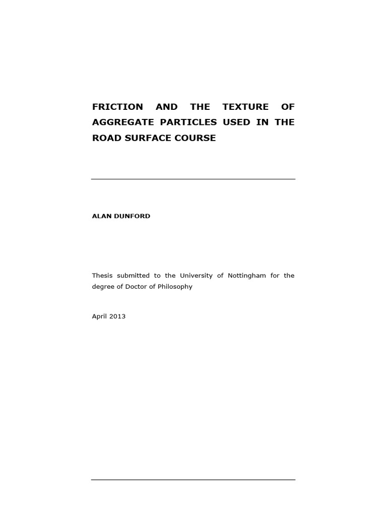 ADunford Friction and The Texture of Aggregate Particles Used in The ...