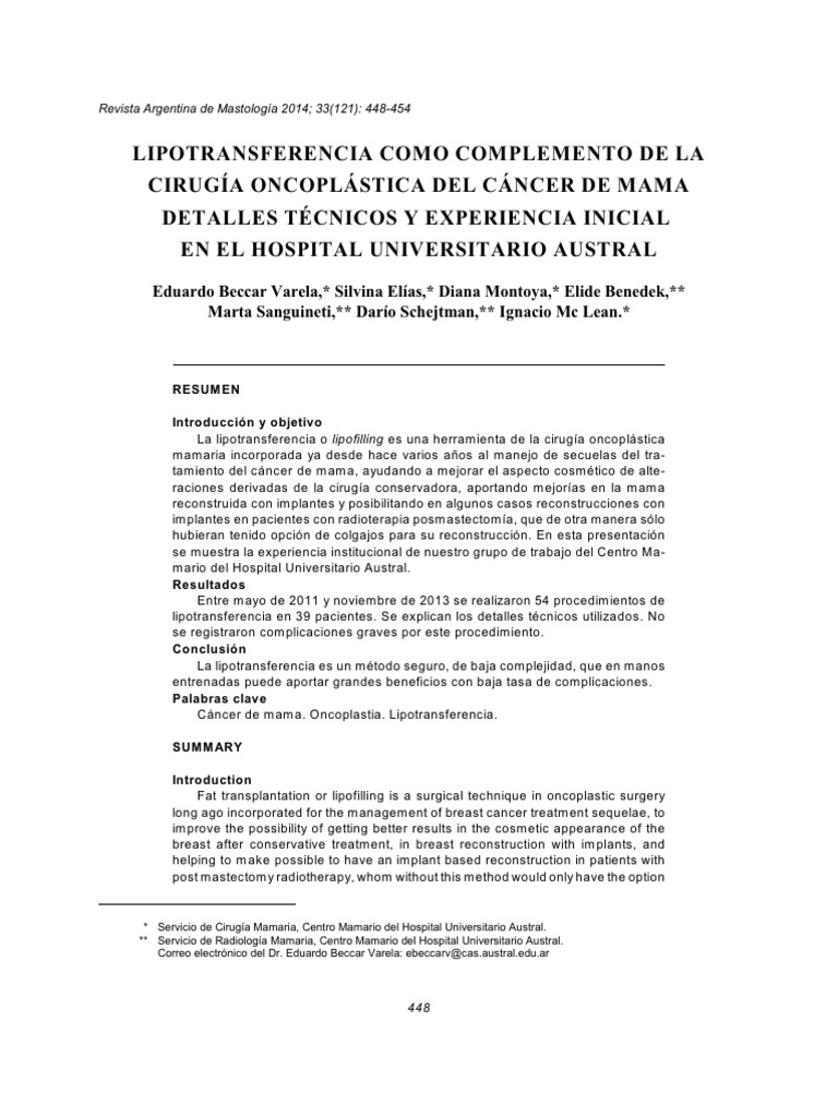 Lipotransferencia Como Complemento.m21 | PDF