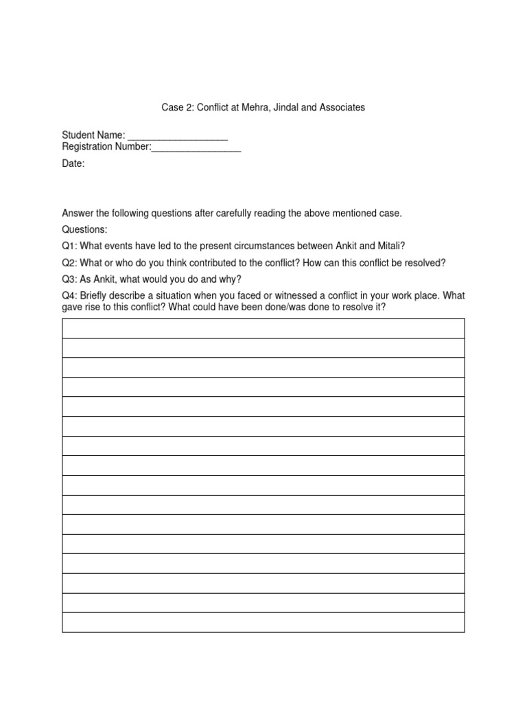 Conflict Resolution Case Study Analysis | PDF