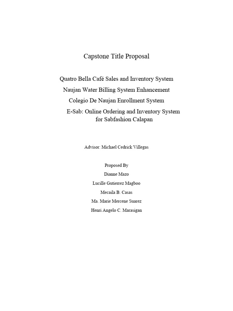Capstone Title Proposal | PDF | Usability | World Wide Web
