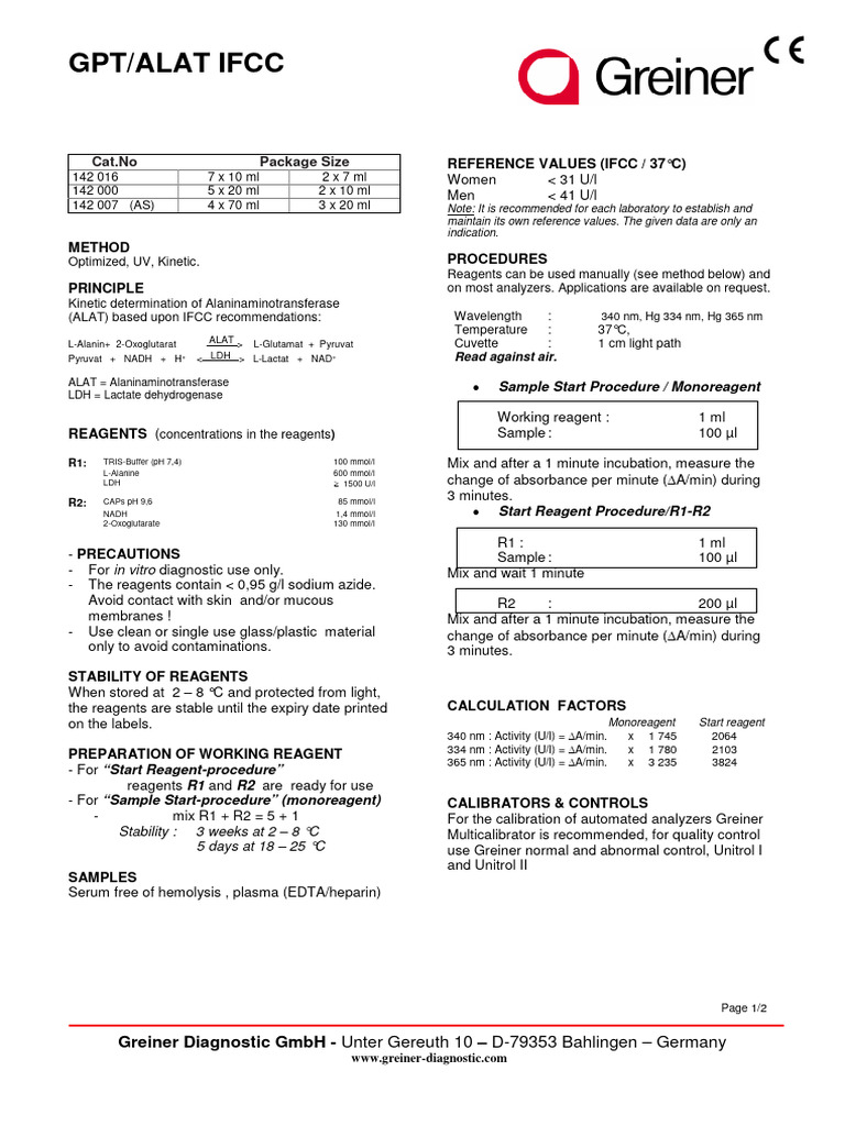 d.3 Part 1 - Ifu - Gpt-Alat1420xx | PDF | Lactate Dehydrogenase | Physical Sciences