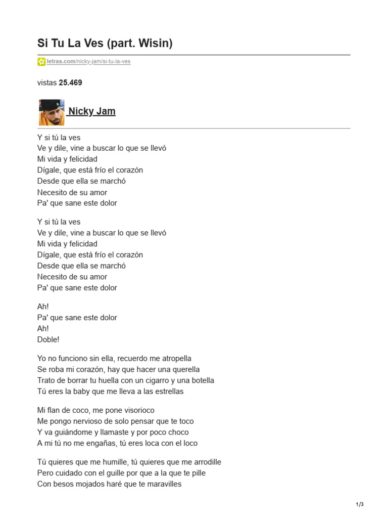 Si Tu La Ves Part Wisin | PDF