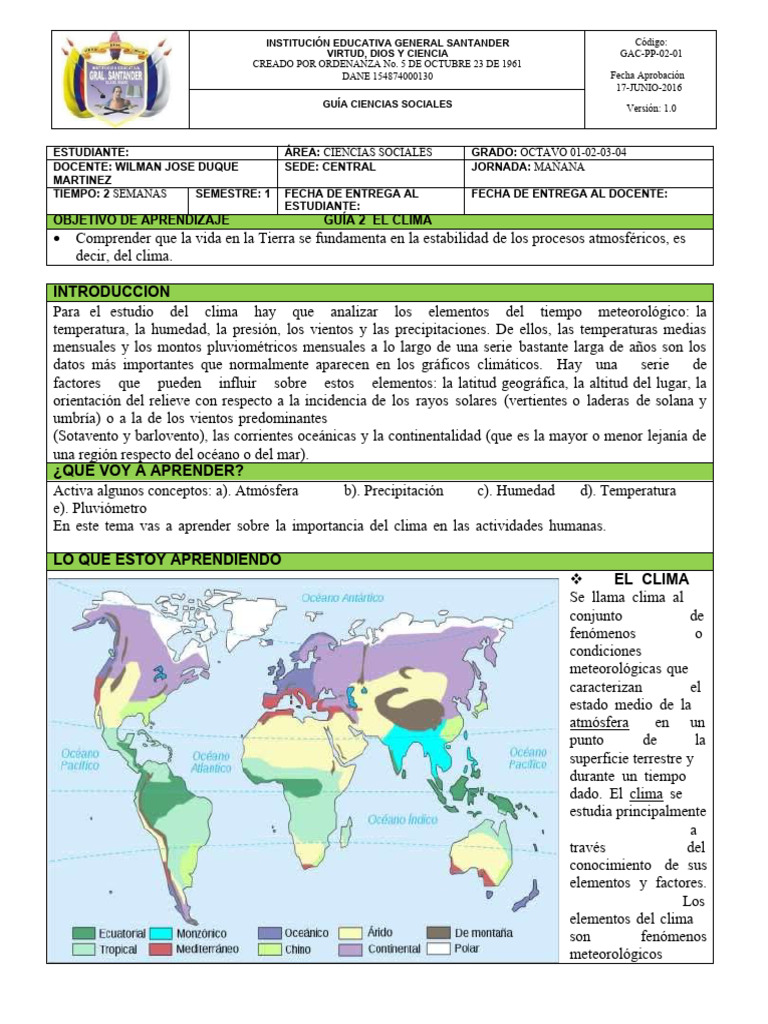 8° GUIA 2 El Clima | PDF