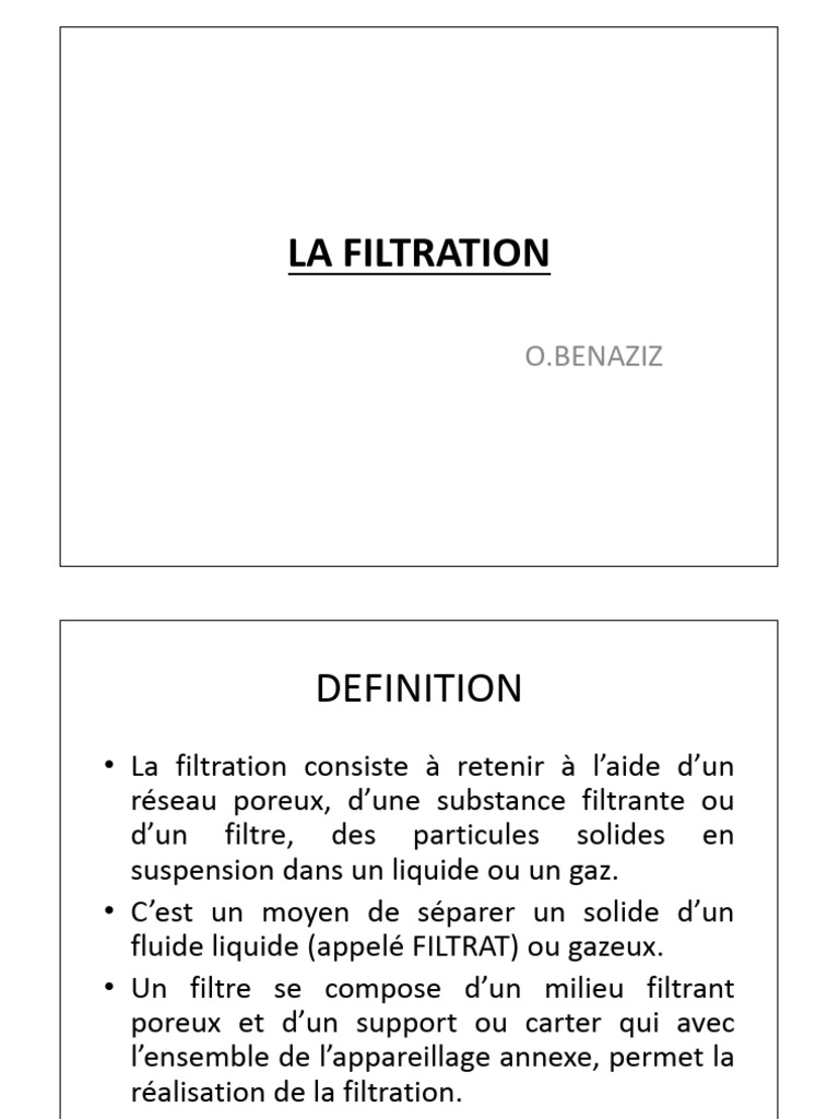 Définition et méthodes de filtration | PDF | Filtration | Porosité