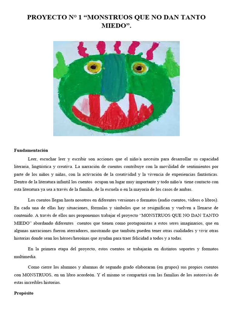 Proyecto N 1 Monstruos Que No Dan Tanto Miedo | PDF | Puntuación | Medición