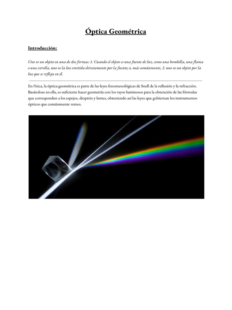 Fundamentos de Óptica Geométrica | PDF | Refracción | Radiación ...
